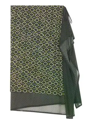 Dries Van Noten Geometric-pattern Midi Skirt - Green