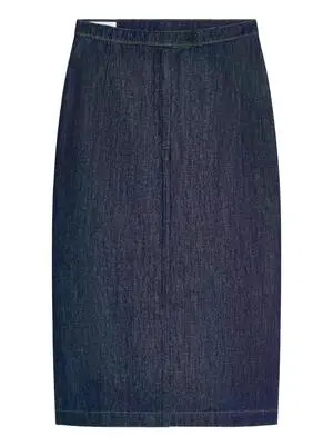 Dries Van Noten Denim Pleated Midi Skirt - Blue