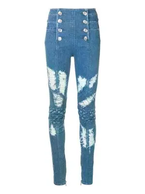 Balmain Button-front Skinny Jeans - Blue