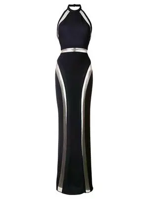 Balmain Paneled Evening Gown - Black