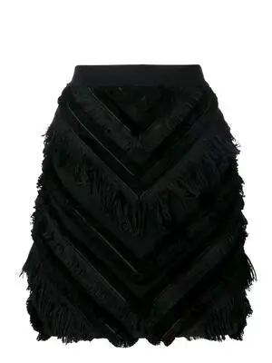 Balmain Fringed Mini Skirt - Black