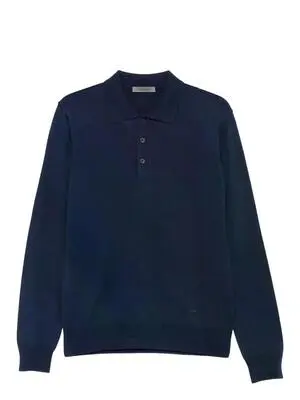 Corneliani Ribbed Long-sleeve Polo Shirt - Blue