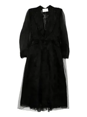 QUETSCHE Printed Semi-sheer Coat - Black