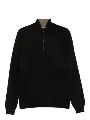 Corneliani High-neck Half-zip Sweater - Black