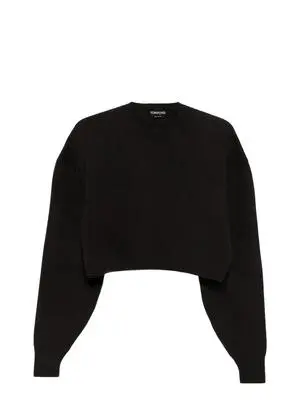 TOM FORD Round-neck Cropped Sweater - Brown