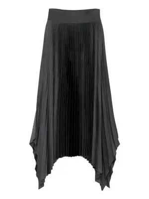 JOSEPH Pleated Asymmetric Hem Midi Skirt - Grey