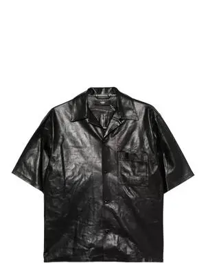 Amiri Leather Camp-collar Shirt - Black