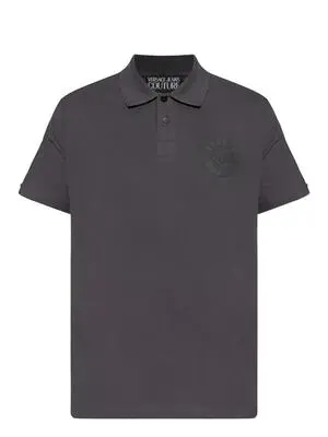 Versace Logo Cotton Polo Shirt - Grey