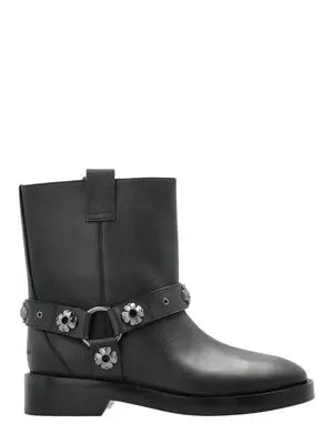 Kate Spade New York Flower-embellished Biker Boots - Black