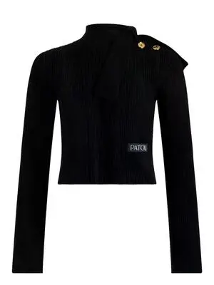 Patou Scarf-collar Knit Sweater - Black