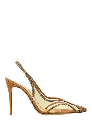 GIANVITO ROSSI 95mm Brenda Crystal-embellished Slingback Pumps - Gold
