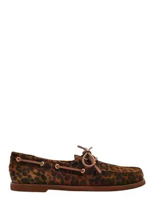 GIANVITO ROSSI Leopard Print Boat Shoes - Brown