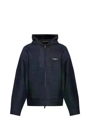Emporio Armani Logo-print Zip-up Hoodie - Blue