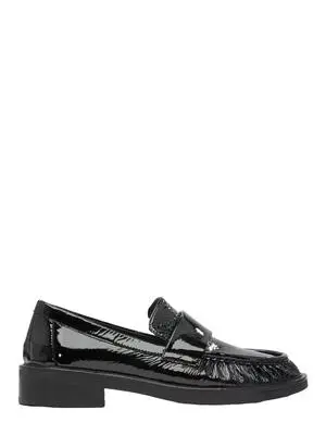 STRATEGIA SHOES Leather Ruffle-detail Loafers - Black