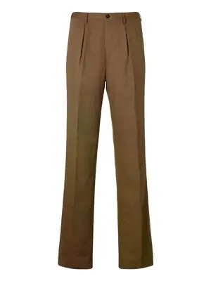 SLOWEAR Pleated Cotton-blend Trousers - Brown