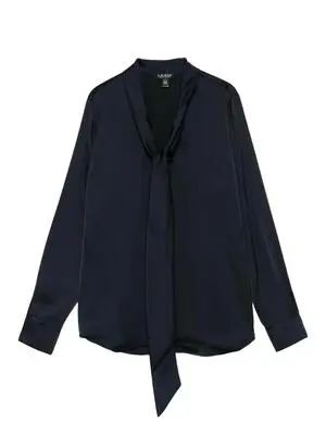 Ralph Lauren Long-sleeve Neck-tie Blouse - Blue
