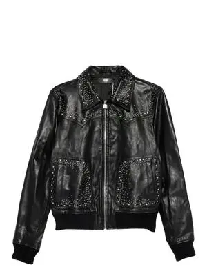 Amiri Crystal-embellished Leather Jacket - Black
