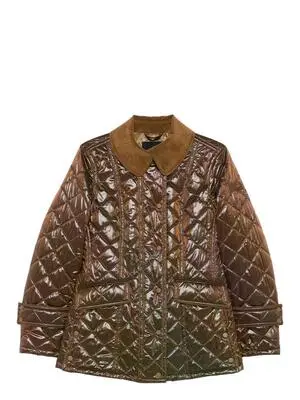 Peuterey Quilted Jacket With Corduroy Collar - Brown