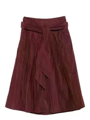 NIU Camelia Pleated Midi Skirt With Belt - Red