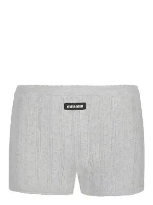 Miu Miu Ribbed Knit Mini Shorts - Grey
