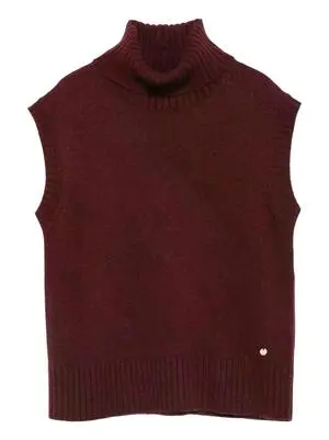 NIU Sleeveless Turtleneck Knit Top - Red