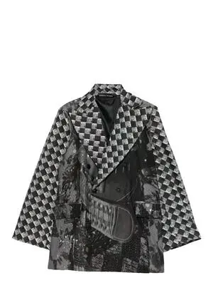 BARBARA BOLOGNA Abstract-print Blazer - Black