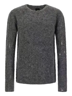 THOM KROM Crew-neck Distressed Sweater - Grey