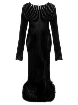 Blumarine Ribbed Midi Dress - Black