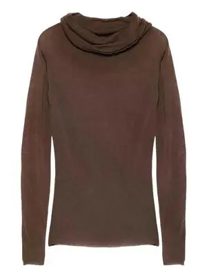 ALYSI Cowl-neck Long Sleeve Sweater - Brown