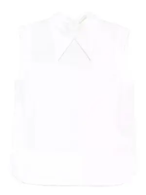 TELA Sleeveless Pointed-collar Top - White
