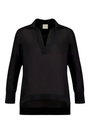 PAULA V-neck Long-sleeve Top - Black