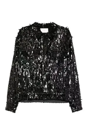 QUETSCHE Sequin-embellished Shirt Jacket - Black