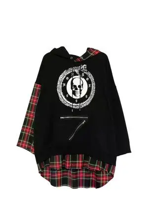 KIDILL Skull-print Paneled Hoodie - Black