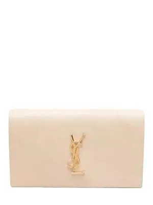 Saint Laurent Logo-plaque Clutch Bag - Neutrals