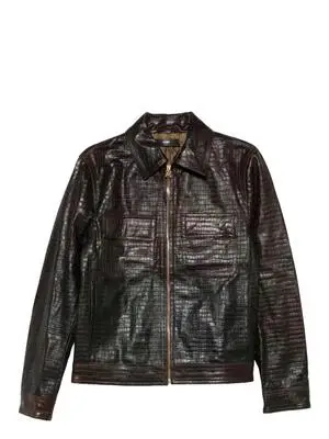 Amiri Embossed Leather Zip-front Jacket - Brown