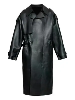 Dsquared2 Leather Belted Trench Coat - Black