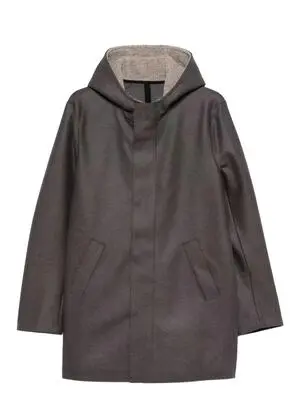 Harris Wharf London Hooded Overcoat - Grey