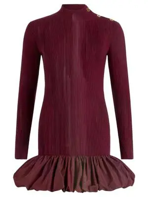 PATOU Ribbed Mini Dress With Button Detail - Red