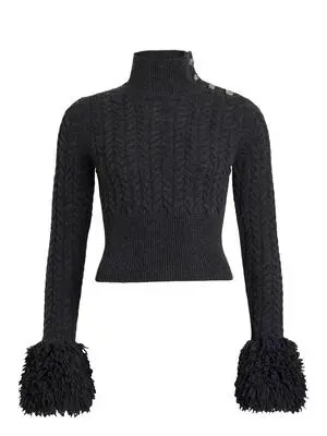 PATOU Cable-knit Jumper With Fringe Trim - Grey