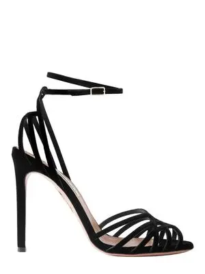 AQUAZZURA Wild Dream 105 Velvet Sandals - Black