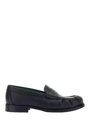 VINNY'S Penny-strap Leather Loafers - Black