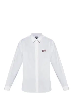 Versace Logo-plaque Cotton Shirt - White