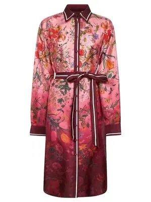 Gucci Printed Silk Shirt Dress - Red