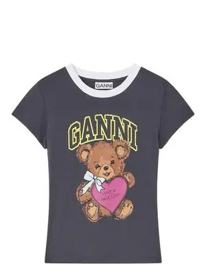 GANNI Bear Organic Cotton T-shirt - Grey