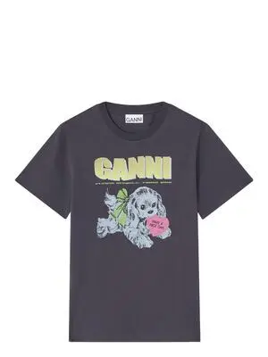 GANNI Organic Cotton Puppy T-Shirt Grey