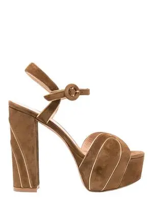 GIANVITO ROSSI Tamara Platform Heel - Leather Brown