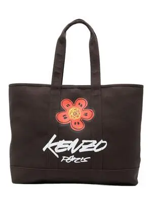 Kenzo Logo Cotton Tote Bag - Brown