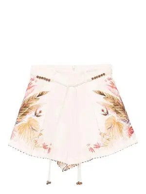 Zimmermann Ascension Printed Linen Shorts - Beige