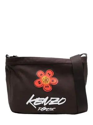 Kenzo Logo Cotton Crossbody Bag - Brown