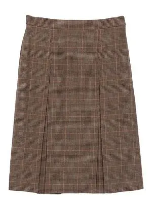 Saint Laurent Wool Cashmere Midi Skirt - Beige